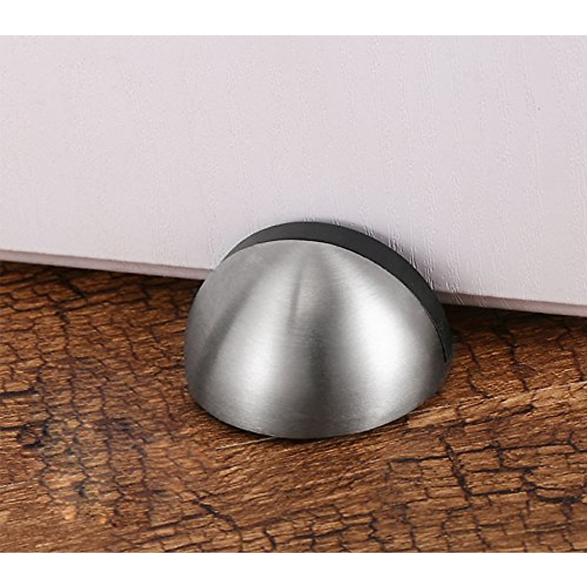 JQK Floor Door Stopper, Snowboard Hanger Storage Stainless Steel Sound Dampening Door Stop Bumper Wall Protetor Display Hanger Rack, 5 Pack Brushed, DSB3-BN-P5