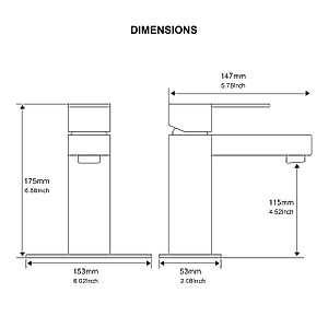 KirlystonE Black and Gold Bathroom Faucet, Modern Single Handle Square Vanity Faucet with Pop-up Drain for 1-Hole and 3-Hole Bathroom Sink Installation
