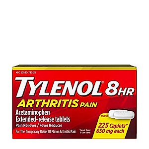 Tylenol 8 HR Arthritis Pain Extended Release 650 mg Caplets 225 ea (3 Pack)