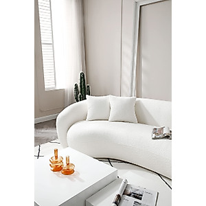 Luxury Unique Half Moon Shaped Oversized Curved Sofa, 5 Seater Boucle Fabric Cloud Couch with Throw Pillows, Comfy Upholstered Sofas&Couch Sofacama for Living Room, Bedroom, Office, Apartment