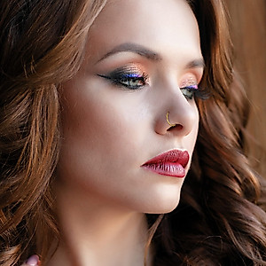 FIBO STEEL 18G-22G 5PCS Stainless Steel Body Jewelry Piercing Nose Ring Hoop for Women (Silver Tone, 18G,8MM)