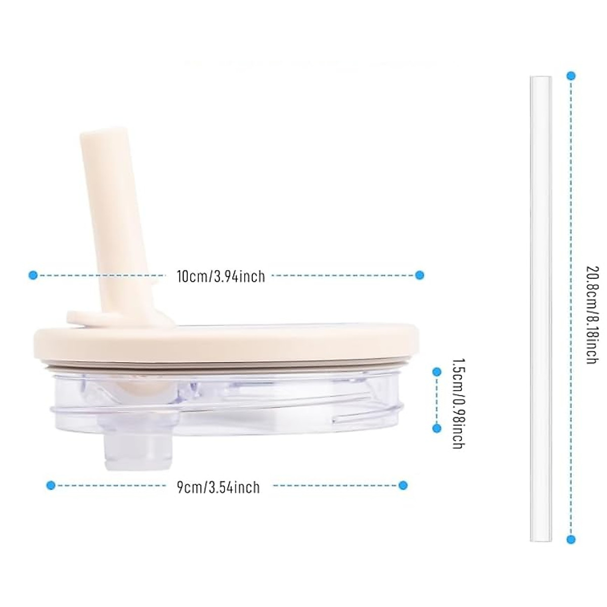 2 Pack 40 oz Tumbler Flip Straw Lid Replacement fit, Spill Proof Splash Resistant Tumbler Lids,Reusable Tumbler Cover for Cup (White)