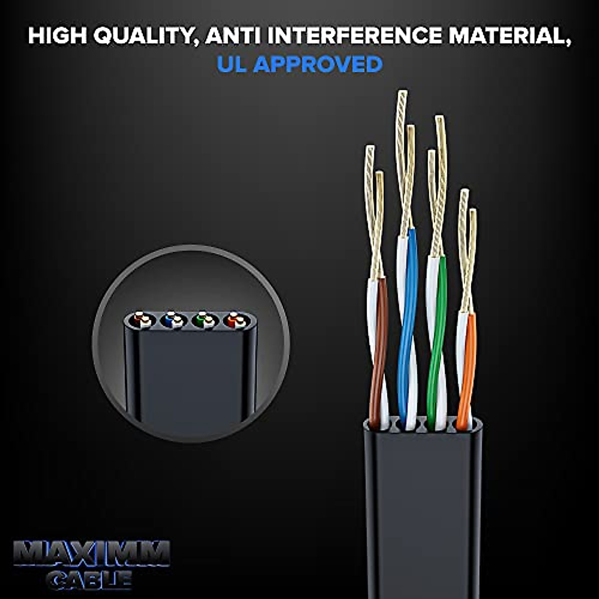 Cat6 Ethernet Cable 1ft, 10-Pack Black - Flat High-Speed Network Cables for Gaming, Streaming, Router, Modem, PC, PS5, Xbox - Durable & Space-Saving Design