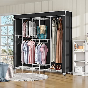 VIPEK Garment Rack Cover for V6, Large Size Dustproof Clothes Cover Oxford Fabric Clothing Rack Covers with Zipper, 75.6" L X 18.5" W X 75.2" H, Black