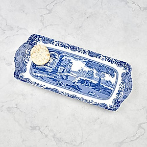 Pimpernel Spode Blue Italian Collection Sandwich Tray | Serving Platter | Crudité and Appetizer Tray for Indoor and Outdoor use | Made of Melamine | Measures 15.1" x 6.5" | Dishwasher Safe