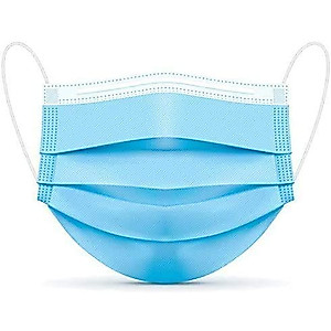 [Pack of 100] Blue Disposable Face Mask, Effective Filtration, Single Use Bulk Pack 3-Ply Masks Facial Cover with Elastic Earloops For Home, Office, School, and Outdoors
