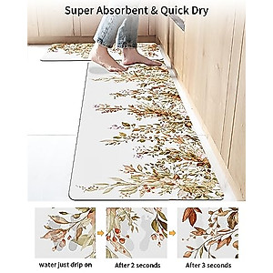 Eucalyptus Leaves Bath Mat for Tub,Non Slip Bathroom Floor Runner Rug Quick Dry & Absorbent Diatomaceous Earth Shower Sink Kitchen Doormat,Thanksgiving Fall Plant American Farmhouse 20x32+20x47