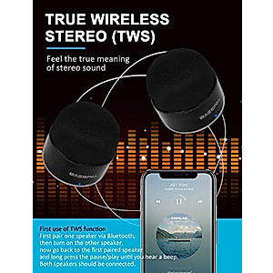 BassPal Portable Bluetooth Speakers, Small True Wireless Stereo (TWS) Speaker with Radio, IPX5 Waterproof, HD Sound & Enhanced Bass, Mini Pocket Size for Home Travel Shower Pool Beach Outdoor-2 Pack