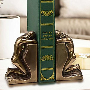 Bookends 2Pcs Beauty Girl Bookends Copper Art Book Stands Book Organising Frames Creative Book Supports Book Ends
