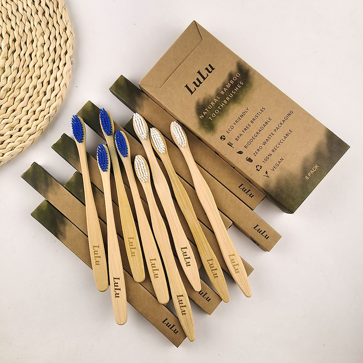 Natural Bamboo Toothbrush - Charcoal Clean Toothbrush for Oral Care Teeth Cleaning - Environmentally Friendly Organic Medium Soft Bristle Brushes