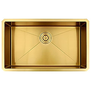 Lonsince Undermount Kitchen Sink 30 X 18 inch,Single Bowl Kitchen Sink Undermount,Gold Kitchen Sink,Undermount Stainless Steel Kitchen Sink