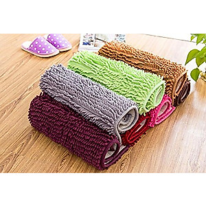 TOPCHANCES Chenille Bathroom Rugs ,Non Slip Extra Soft Plush Bath Mat Absorbent Shaggy Bathroom Rug for Tub, Shower and Bath Room Floor Mats, 23.5" X 35.5"
