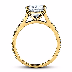 Kobelli 3 Carats ct.tw Basket Cathedral Round Brilliant-cut Moissanite Engagement Ring 14k Yellow Gold, (GH/VS, GH/I) 6