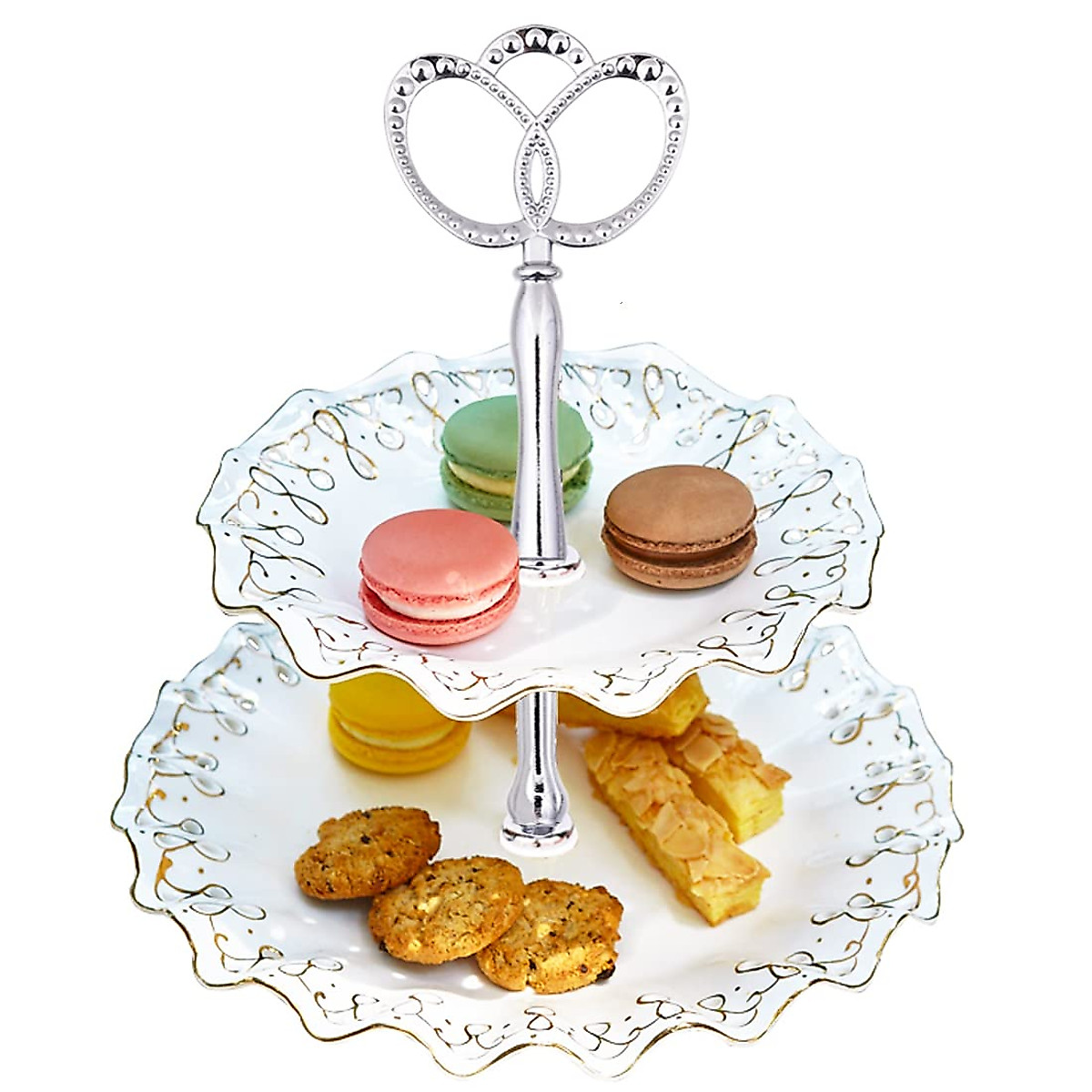 3 Pack 3-Tier 13.6'' Cupcake Stand Hardware Fittings, Metal Mold Crown Holder DIY Making for Fruit Plate Cake Stand Snack Tray Replacement Parts for Tea Party Wedding Decoration (Silver)