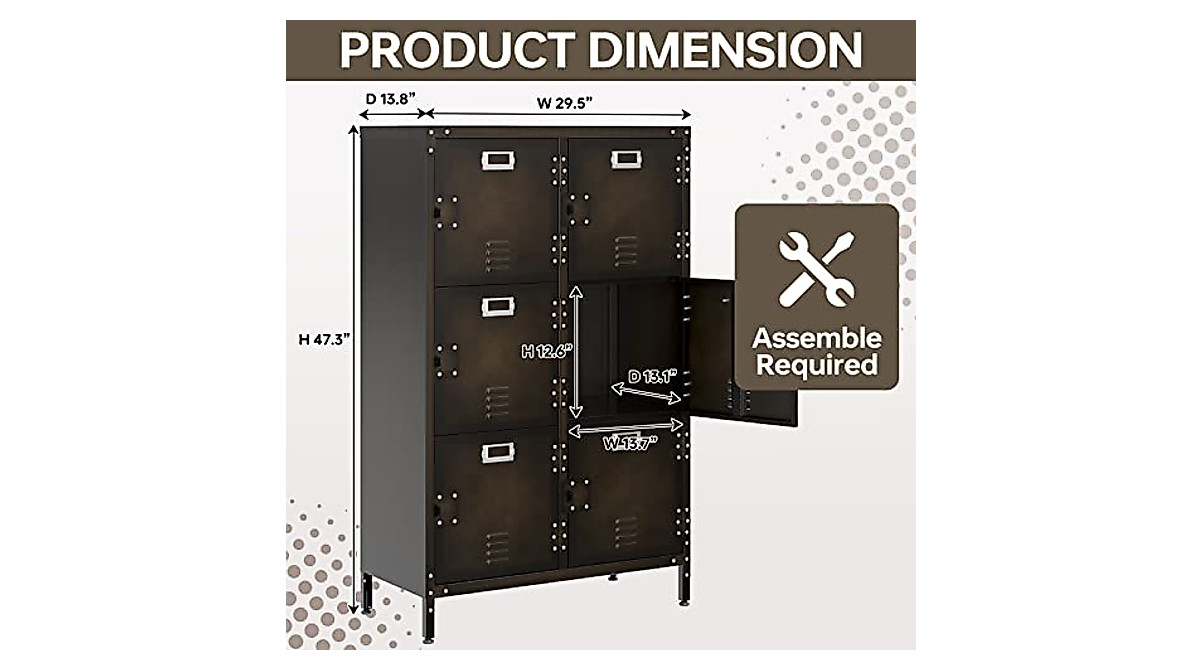 MIIIKO 6 Compartment Metal Storage Locker - Stylish & Sturdy