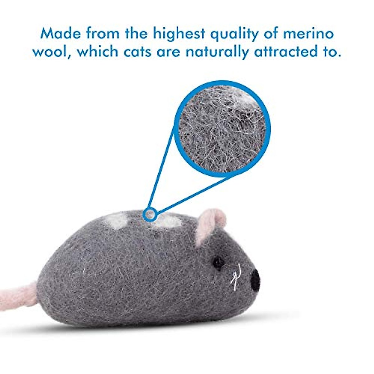 Feltcave Wool Cat Mouse Toys – Handmade Felt Mouse Cat Toy Without Catnip, Cat Toys for Indoor Cats, Cat Mice Toys 4-Pack
