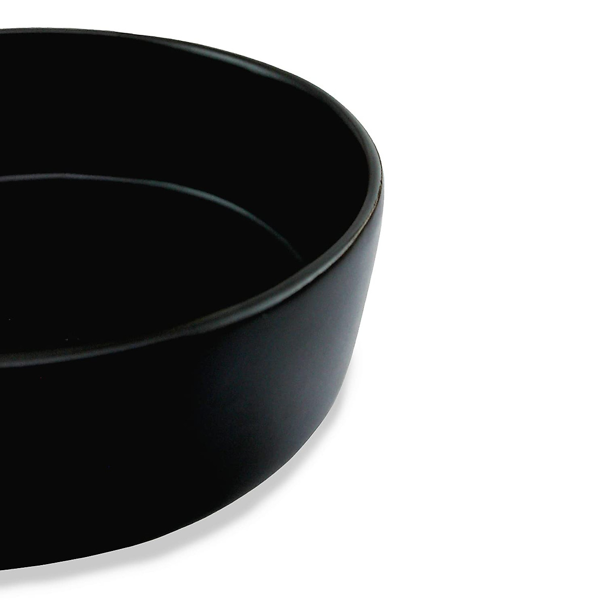 roro Ceramic Stoneware Hand-Molded Glossy Black 8 inch large Salad or Pasta Bowl | Pet Friendly