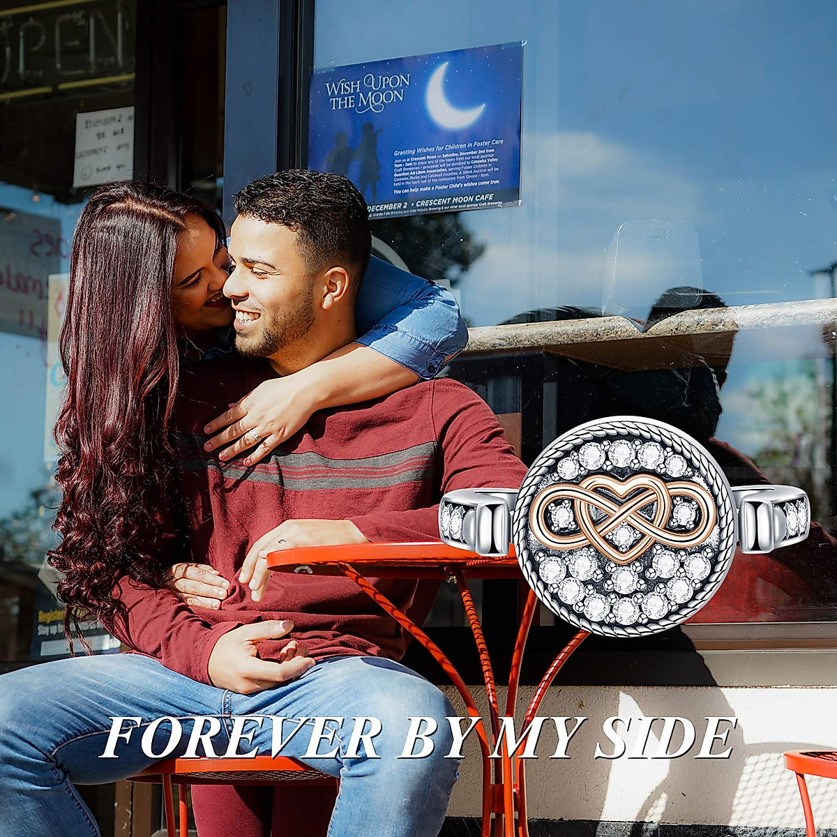 LONAGO Personalized Photo Ring 925 Sterling Silver Heart & Infinity Custom Image Picture Band Ring for Women Mom (6)