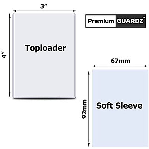 Premium Ultra Clear 3x4 Top Loaders for Cards and Soft Sleeves, Made for Standard Sized 35pt Collectible Cards, Set Includes 100 Toploaders and 100 Penny Sleeves | Premium Guardz