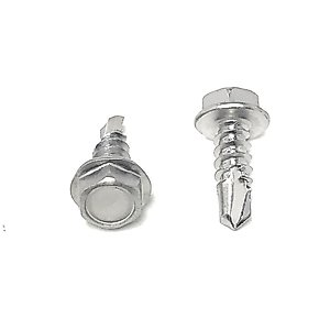 #8x1/2 Stainless Steel Hex Washer Head Self Drilling Tapping TEK Screw (410 Stainless Steel) 100 Pieces 8x1/2