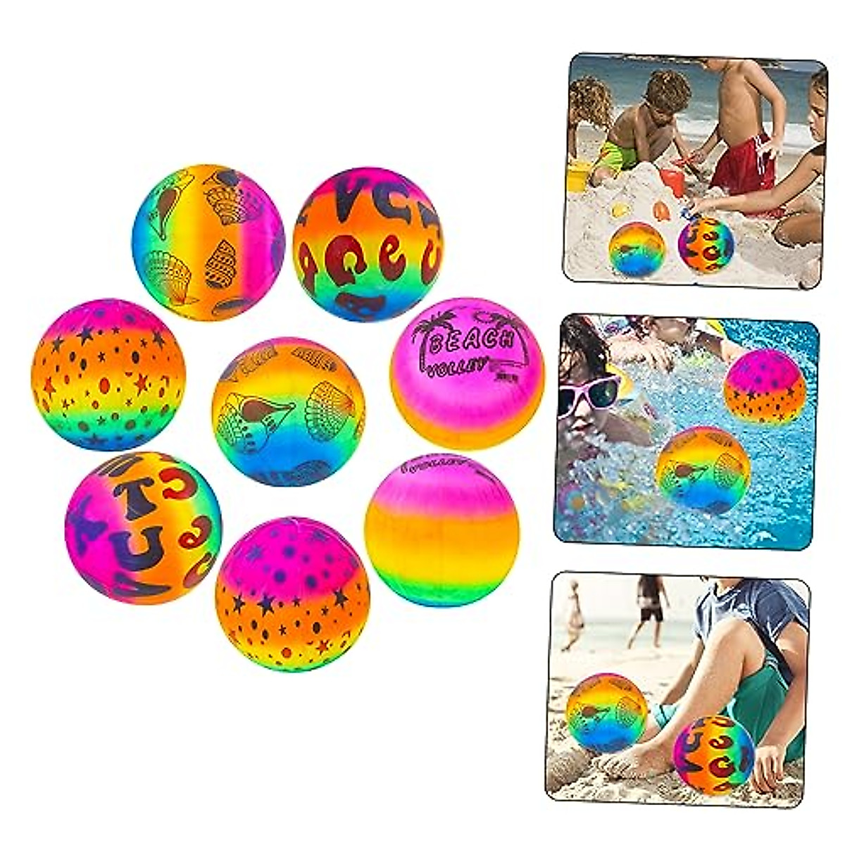 INOOMP 8pcs Inflatable Swimming Pool Beach Balls for Kids Bulk Kids Toys Water Fun Play Toy Balls for Swimming Pool Rainbow Color Pool Balls Billiards Small Ball Toy Ball Mini Child