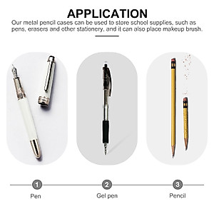 Metal Container with Lid 2pcs Boxes Metal Pencil Case Pen Case with Cover Storage Pen Case UV Pen Case Tinplate Tin Box Metal Silver Metal Container