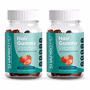 Hair Gummy Vitamins - Vegan Supplement for Healthy Hair, Skin, and Nails with Biotin, Vitamin A, Vitamin C, Vitamin D, Vitamin E, Folate, Iodine, and Zinc | Shapiro MD (2)