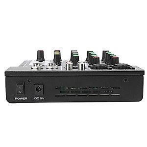 Portable Audio Mixer, Portable 4 Channel BT Mixing Console Digital Audio Mixer Builtin Effect for Home Karaoke, Webcast, Music Recording(US plug)