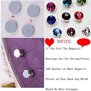 Spiritlele 12 Pairs Colors Crystal Magnetic Earrings Set Clip on Non Piercing Fake Stud Earrings Unisex
