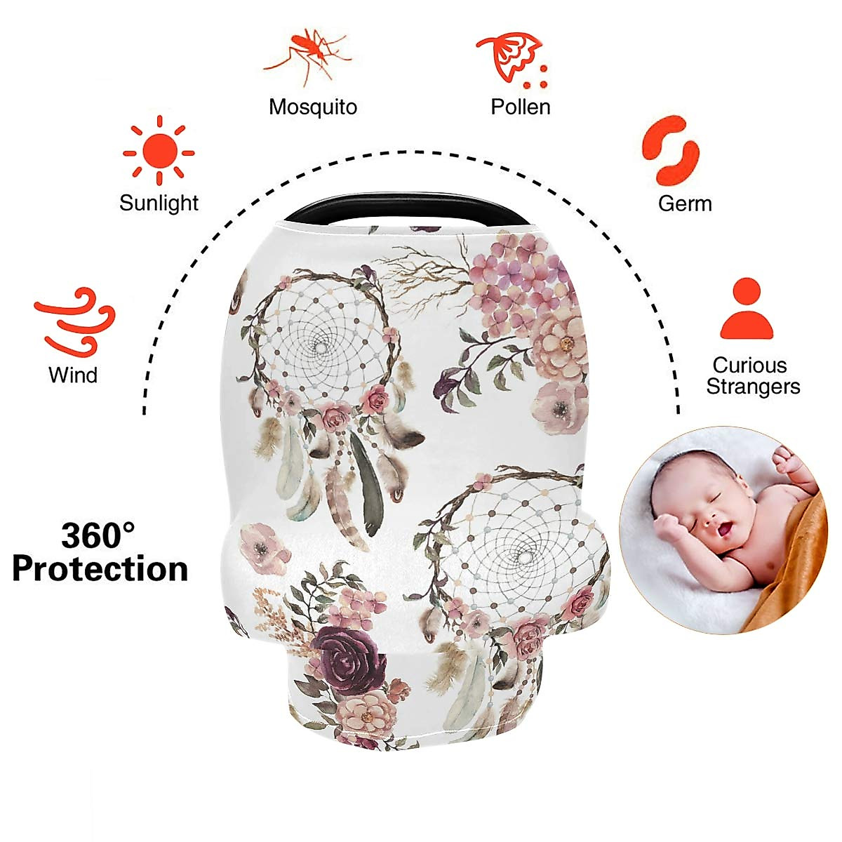 Nursing Cover Breastfeeding Scarf Ethnic Boho Floral- Baby Car Seat Covers, Stroller Cover, Carseat Canopy (n)