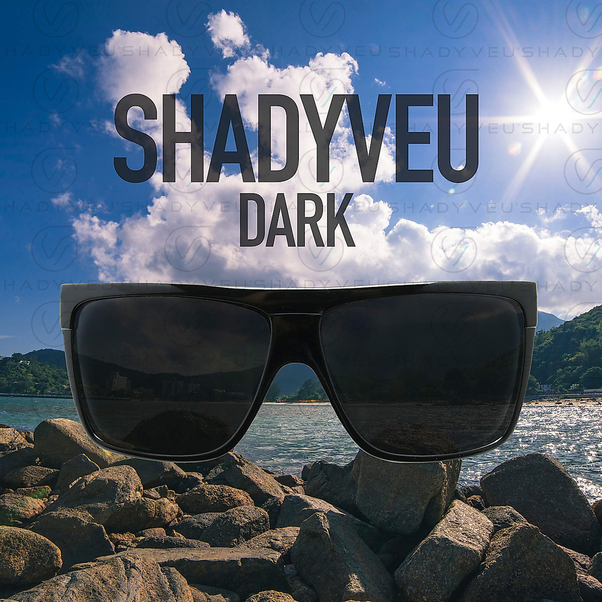 ShadyVEU Super Dark Black Lens Flat Top Square Oversize Migraine Shades Blackout Glasses Retro Sunglasses (Super Dark Lens)