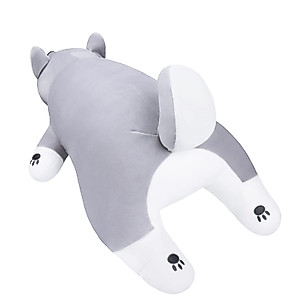 Auspicious beginning 30'' Shiba Inu Plush Stuffed Animal Dog Plush Pillow Children Hugging Pillow Sleeping Comfort Cushion Soft Plush Toy (Gray)