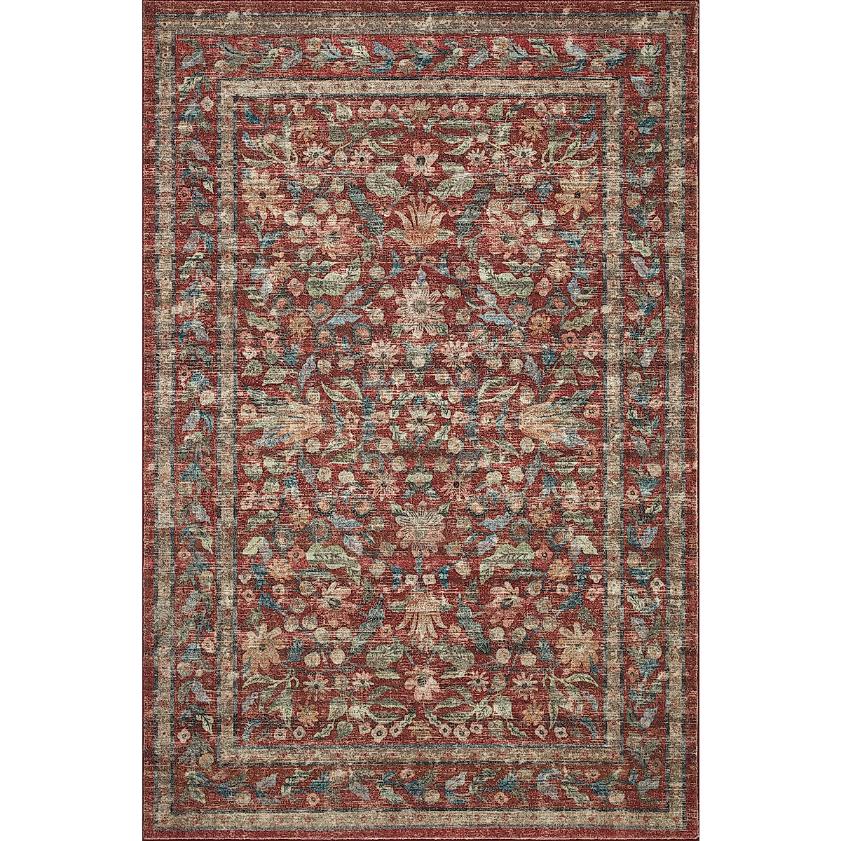 Loloi Rifle Paper Co. x Courtyard Crimson 5'-0" x 7'-6" Area Rug
