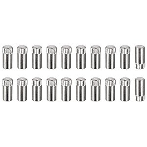 uxcell 5x8mm 304 Stainless Steel Dowel Pins, 20Pcs Knurled Head Flat Chamfered End Dowel Pin, Wood Bunk Bed Shelf Pegs Support Shelves Fasten Elements