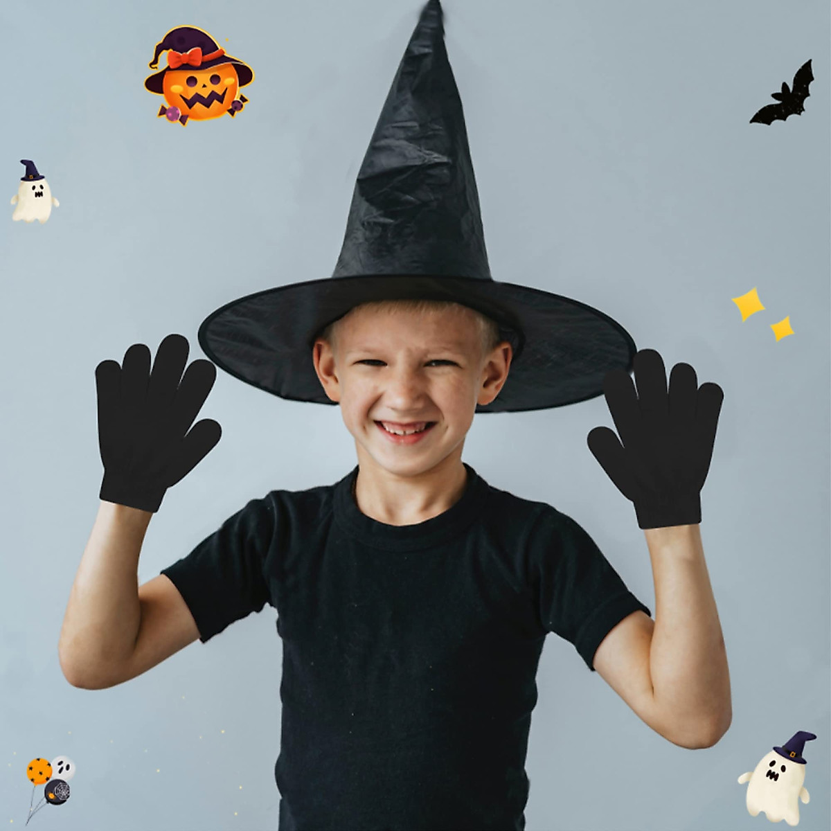 Uttpll Toddler Magic Mittens Kid Gloves Stretch Full Finger Solid Color Winter Protection Warm Knitted Gloves for Boys Girls Supplies Yellow One Size