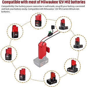 M12 Battery Adapter for Milwaukee 12V Battery Adapter,Power Wheel Adapter for Milwaukee M12 12V Battery with Fuse 14 Gauge Robotic for Rc Car, Robotics, Rc Truck,DIY use