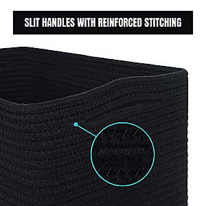 MINTWOOD Design Storage Basket for Shelves, Playroom and Classroom Storage Basket, Book Basket, Decorative Storage Cube Bin, Woven Closet Organizer, Baby Nursery Basket, Full Black