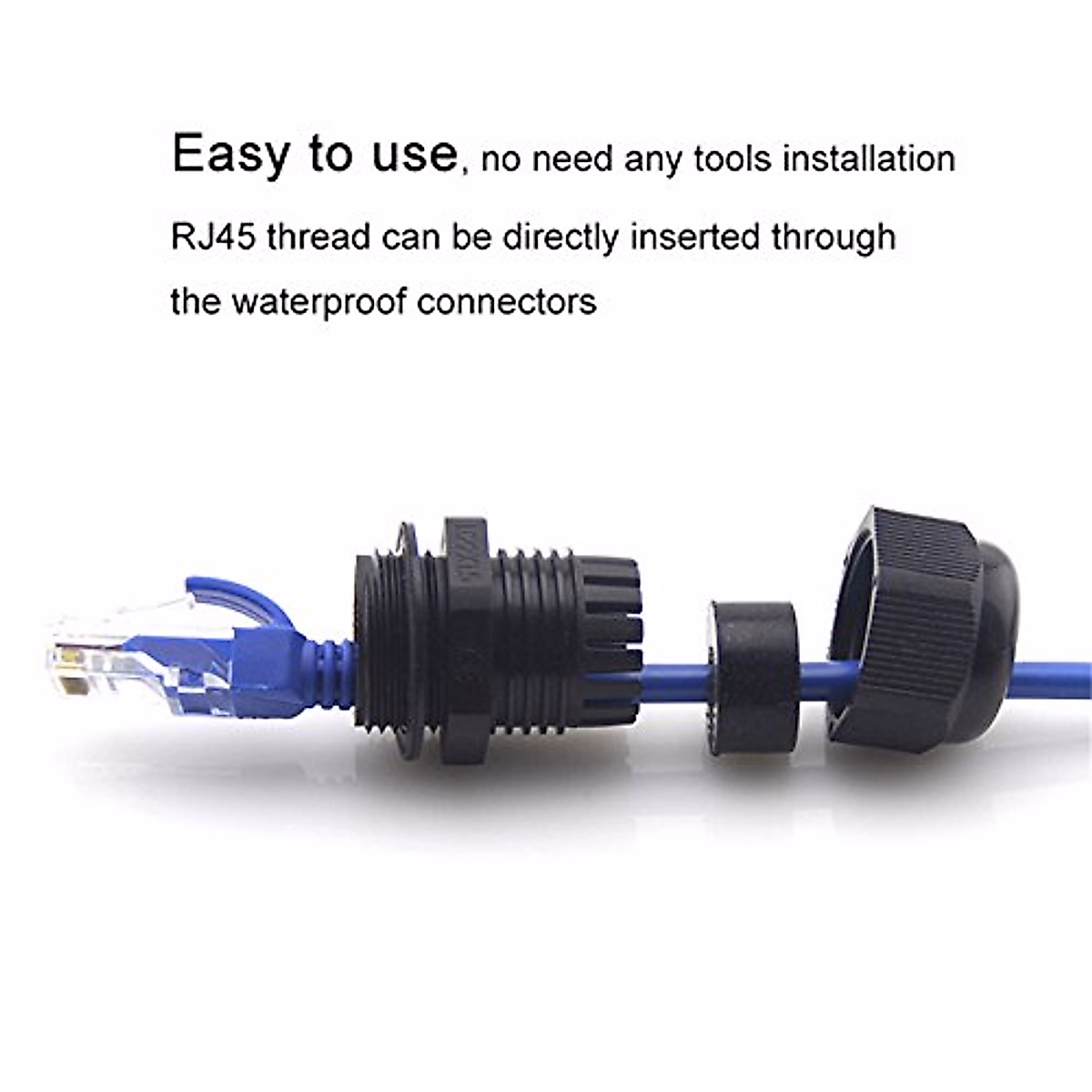 VizGiz 2 Pack Waterproof RJ45 Coupler IP68 Shielded Ethernet Connector Female to Female CAT6 CAT5E CAT5 Cable Extender Adapter for Outside Security Camera LAN Network CCTV Bullet Cam Surveillance