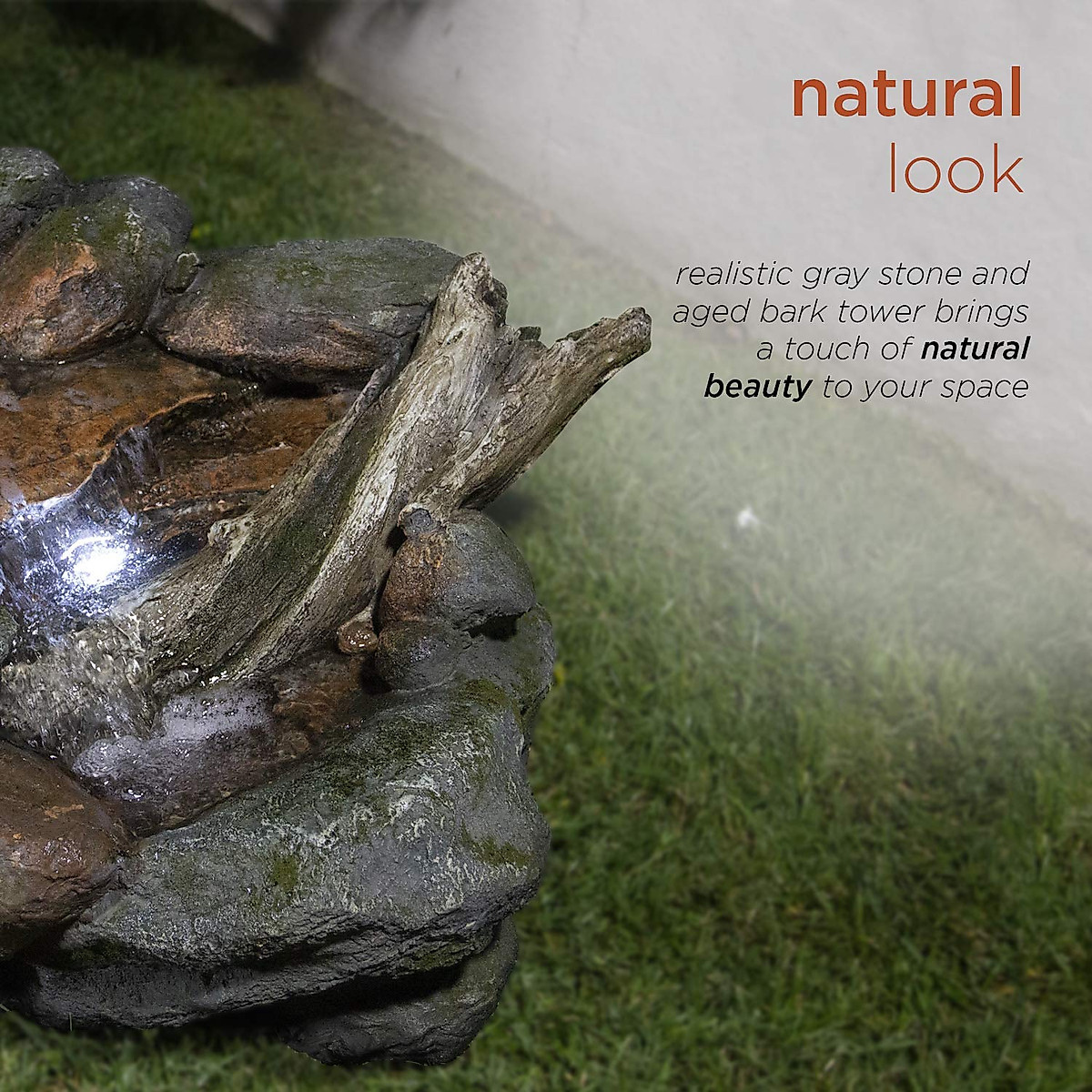 Alpine Corporation WIN558 Water Fountain, Gray/Beige, 60" Length