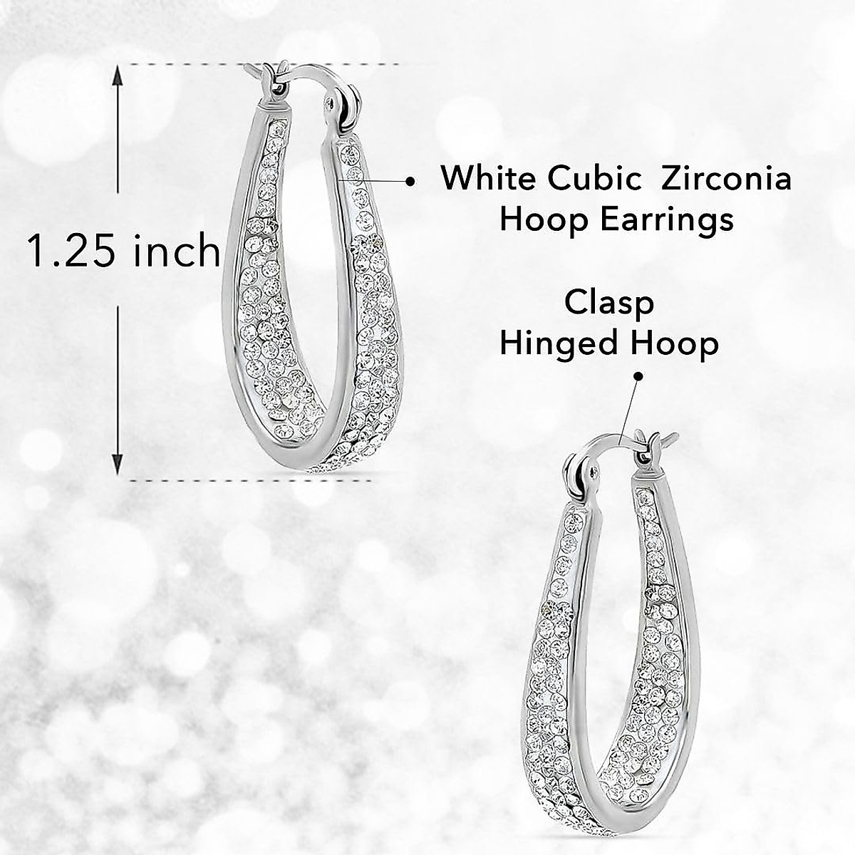 Shop LC White Crystal Hoop Earrings for Women Silver Plated Sparkle Bling Inside Out Jewelry Gifts for Women Birthday Gifts
