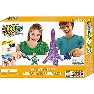 IDO3D ULTRA - 8 Pen Set - Zoo Animals and Landmarks, Create 3D Arts and Crafts, Drawing and Painting Supplies
