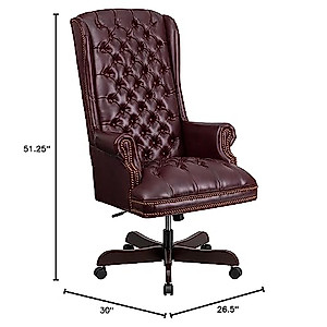 Flash Furniture High Back Traditional Fully Tufted Brown LeatherSoft Executive Swivel Ergonomic Office Chair with Arms