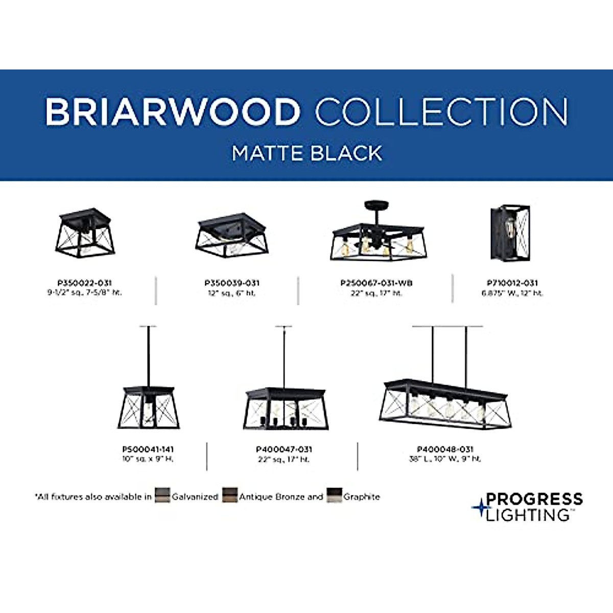 Progress Lighting P500041-031 Briarwood Pendants, Ceruse Black 9.00x10.00x10.00