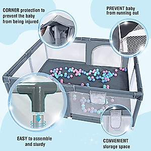 SMTTW Baby Playpen, 71 x 59 Inches Extra Large Playpen, Foldable Play Yard for Babies and Toddlers, Indoor & Outdoor Activity Center,Safety Gates with Breathable Mesh