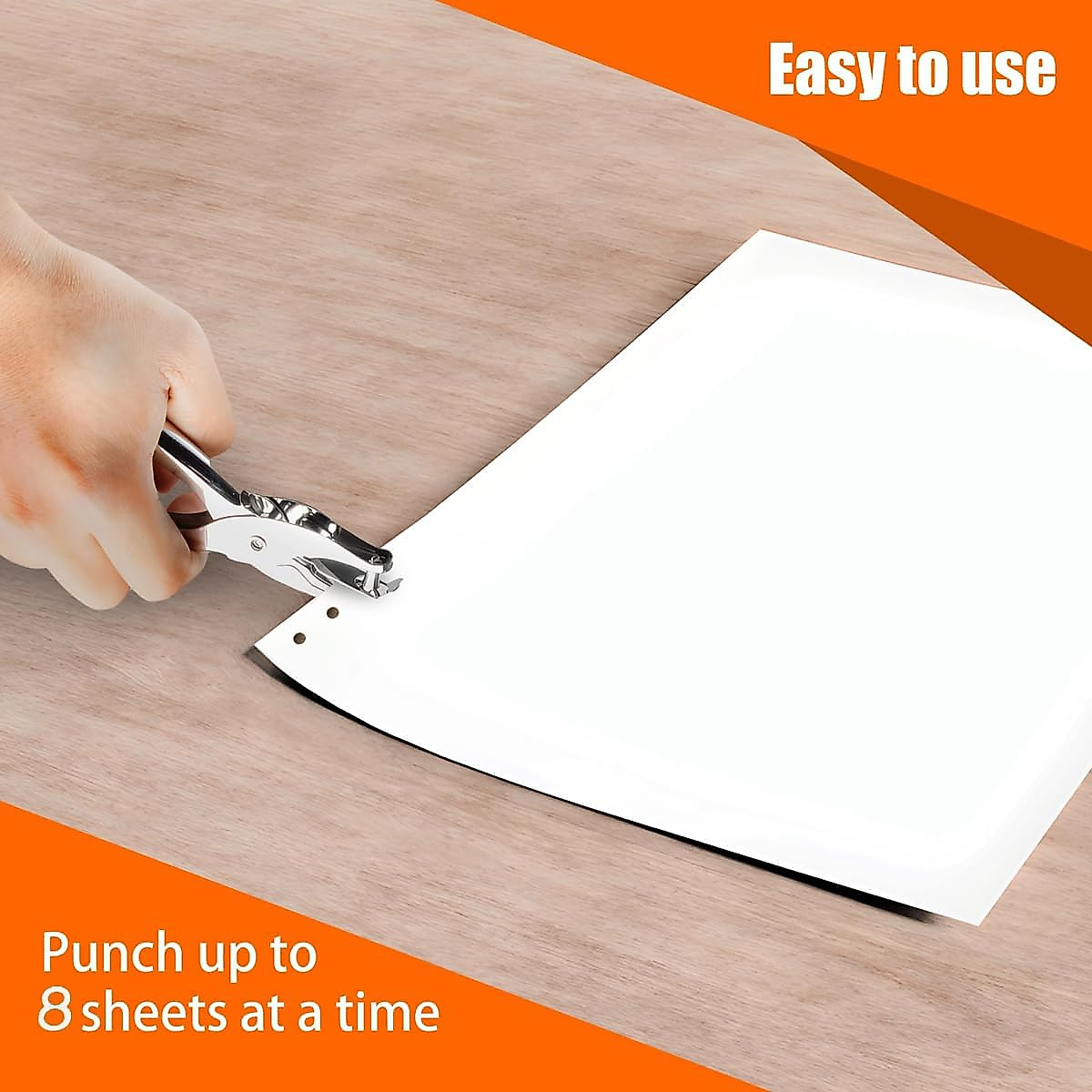 Hole Puncher, 6 Pack, 8 Sheet Capacity, Silver Color, Paper Punch for Paper, 1 Hole Punch,