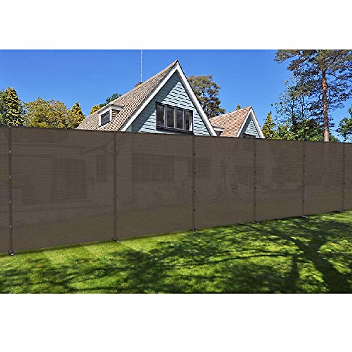 E&K Outdoor Privacy Screen Fence Freestanding Backyard Patio Privacy Pool Fencing Garden Dog Fence Removable with Stainless Steel Poles Ground Spikes Brown 6'x24'