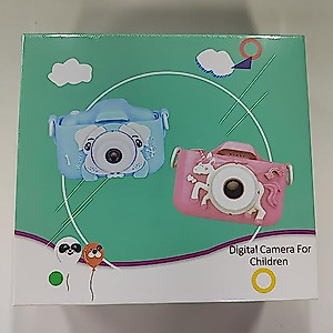 Ainiv Kids Selfie Camera with Unicorn Silicone Cover, Digital Camera with Photo Stickers and Puzzle Games, Boys and Girls Gifts, with 32GB SD Card, IPS Screen 1080P Video Camcorder - Blue