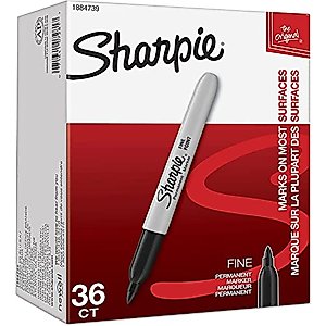 Permanent Markers, Black Permanent Marker Set，Office Supplies for School, Home .Fine Point, Black, 36 Count