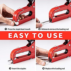 Upholstery Staple Gun Heavy Duty, PHITRIC 4 in 1 Stapler Gun with 6000 Staples, Power Finish Staplers, Manual Brad Nailer Power Adjustment Furniture Stapler Gun for Wood, Carpentry, Decoration DIY
