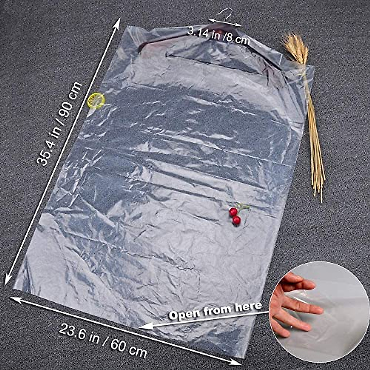 Bezall 10Pcs Plastic Clear Garment Bags, Dry Cleaner Suit Clothes Dustproof Cover Storage Bags (60 x 90cm)